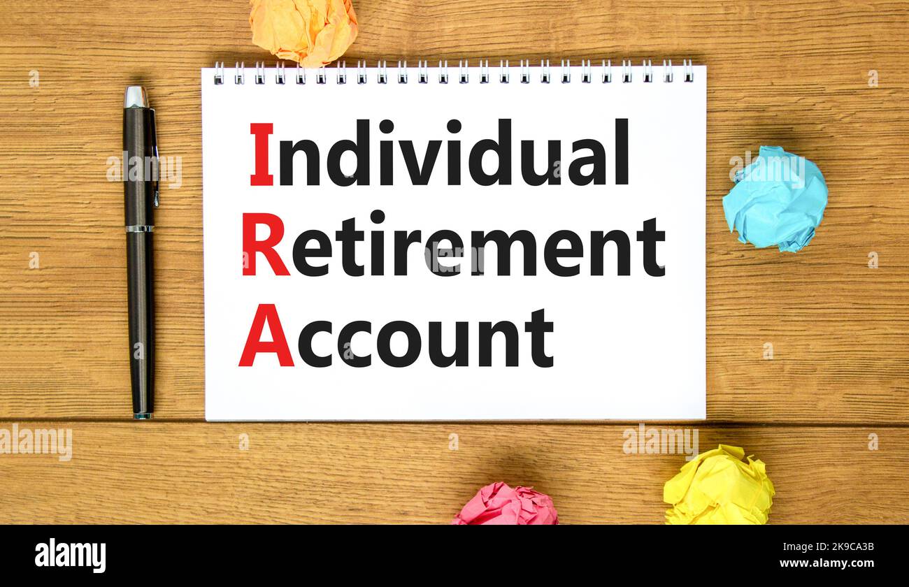 IRA individual retirement account symbol. Concept words IRA individual ...