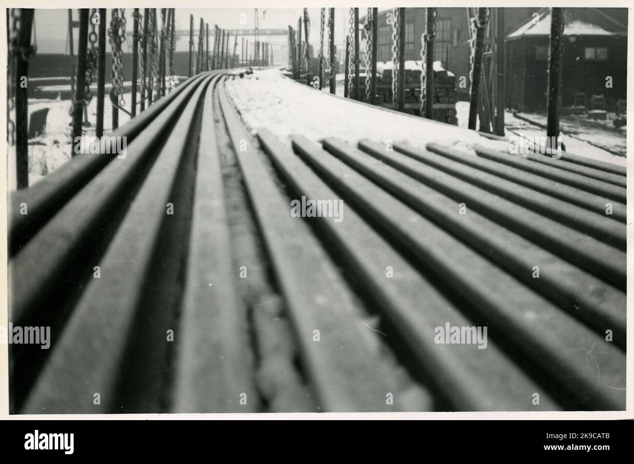 Freight carriage of rails Stock Photo - Alamy