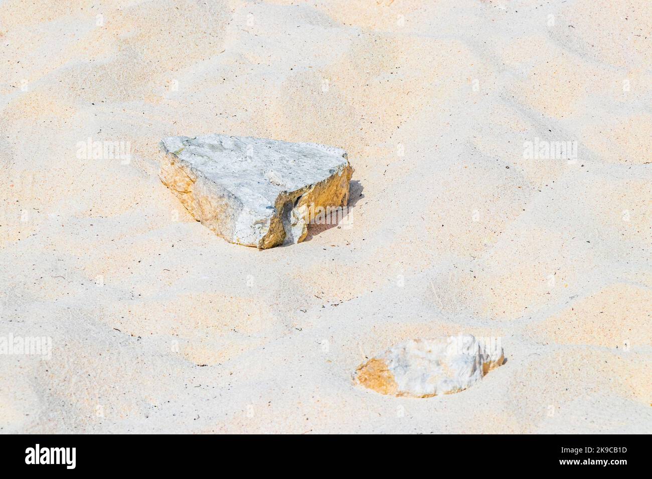 Stones shells and corals on the beach sand in Playa del Carmen Quintana ...
