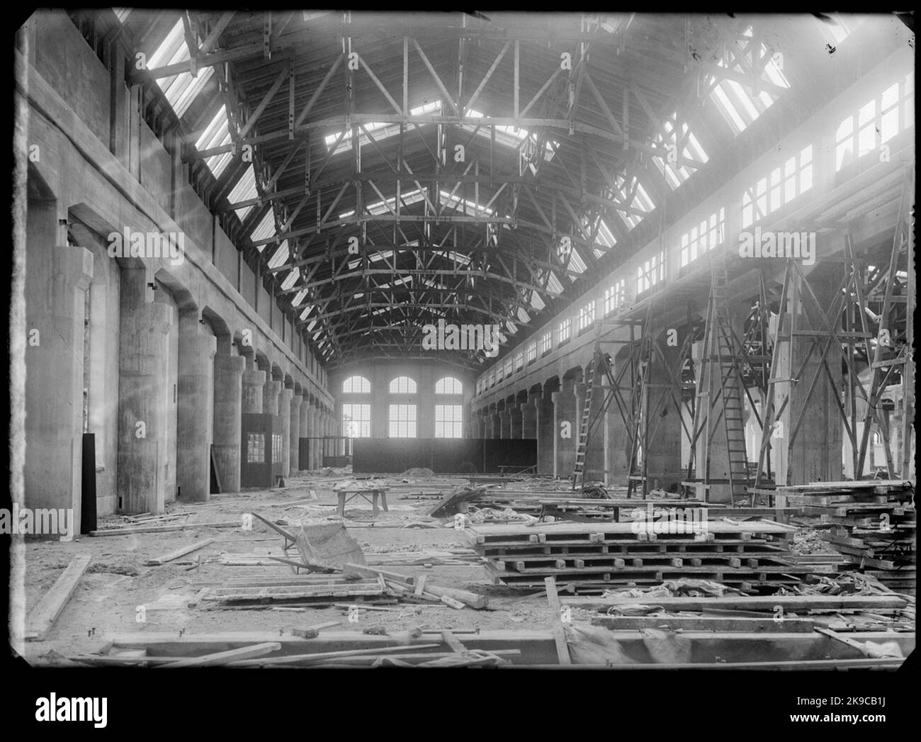 Construction of the locomotive workshop at the State Railway's railway ...
