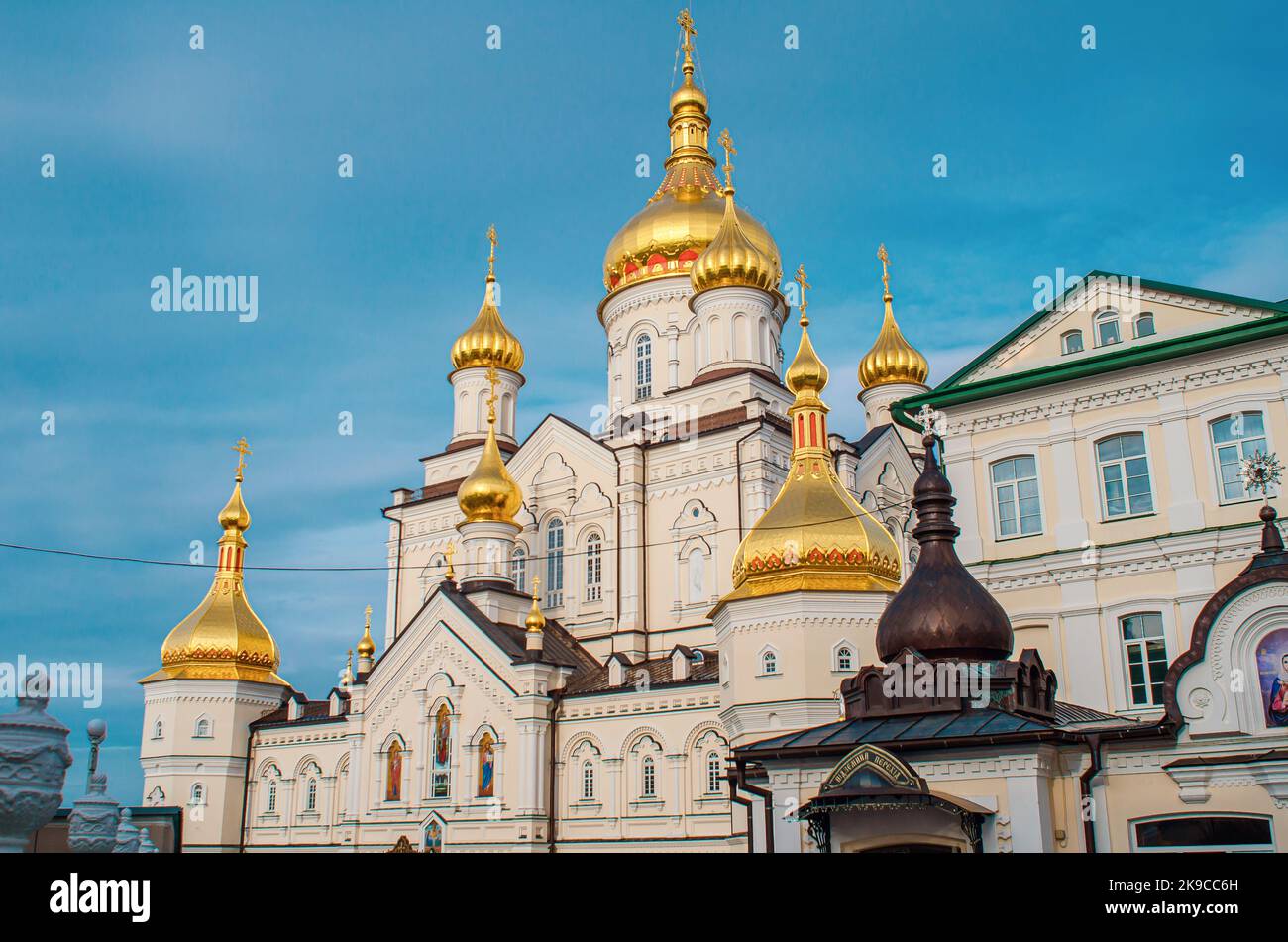 Complex of Orthodox monastery of Pochaiv Lavra. Religious buildings ...