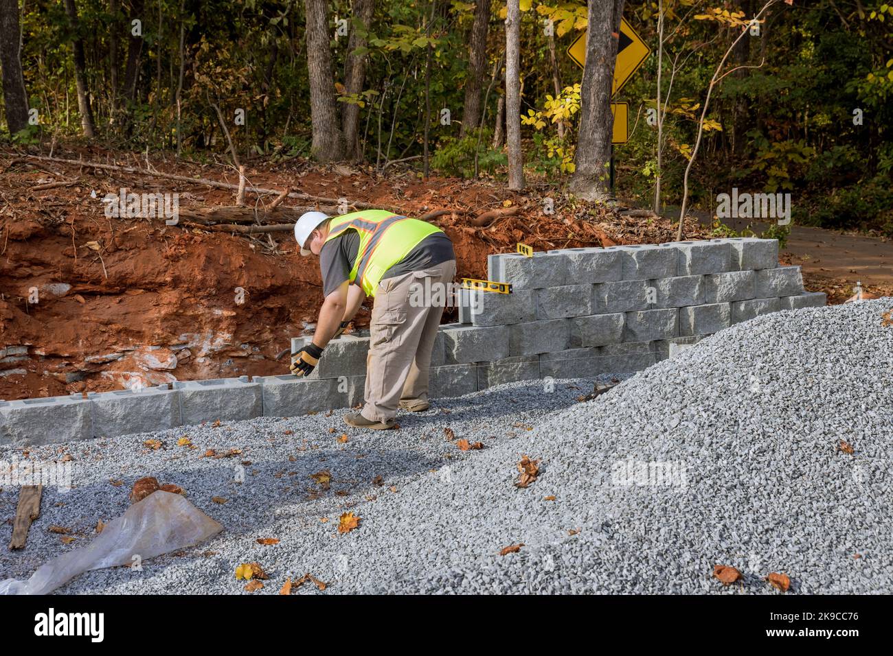 As installation process contractor worked to construct large block ...