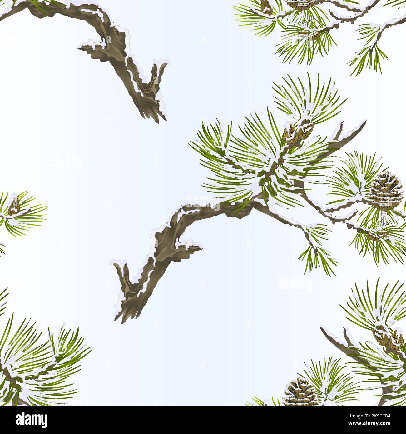 Seamless texture pine branches and cones needles and snow vintage ...