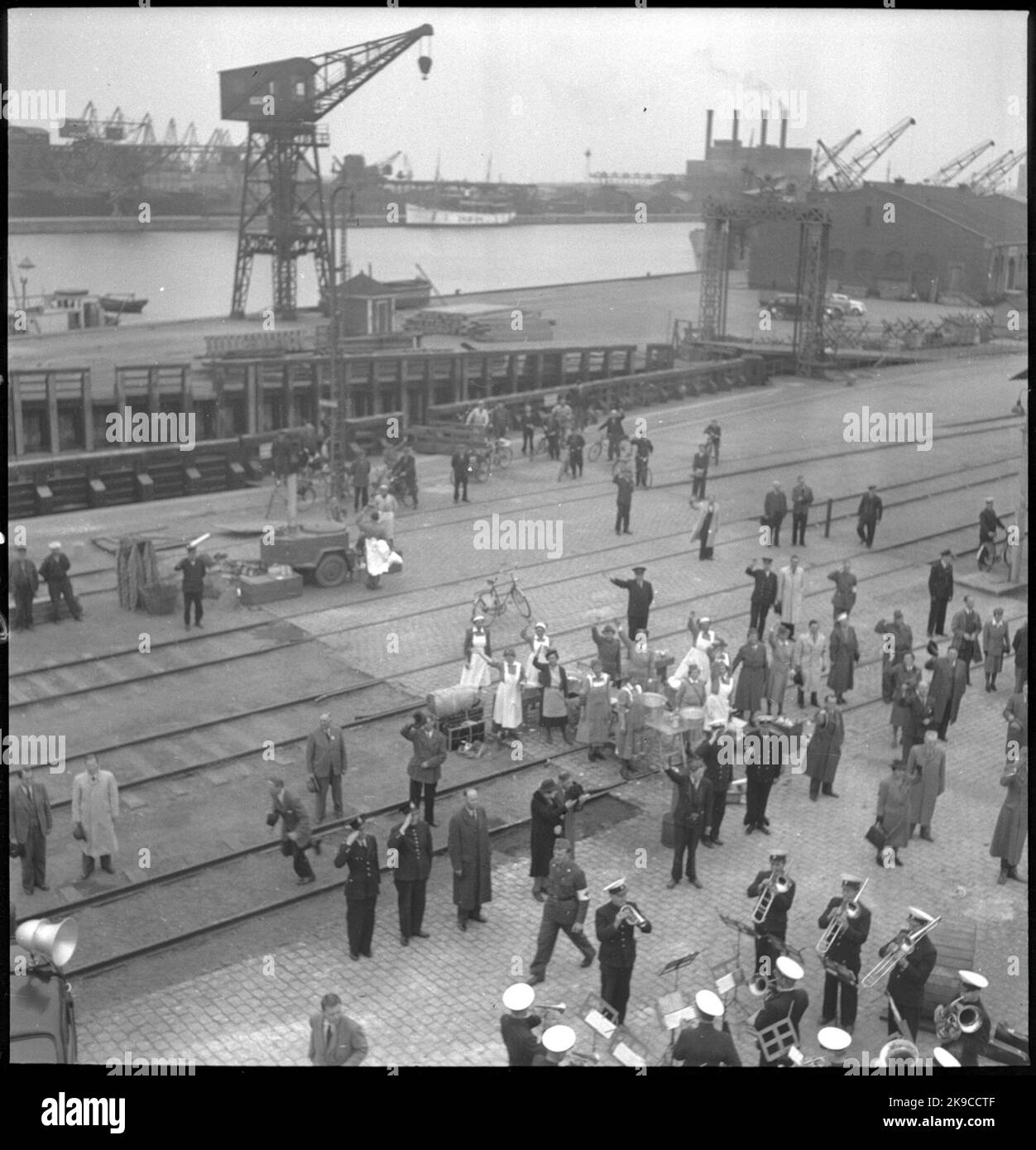 Home transport of Danish refugees. The picture taken from the train ...