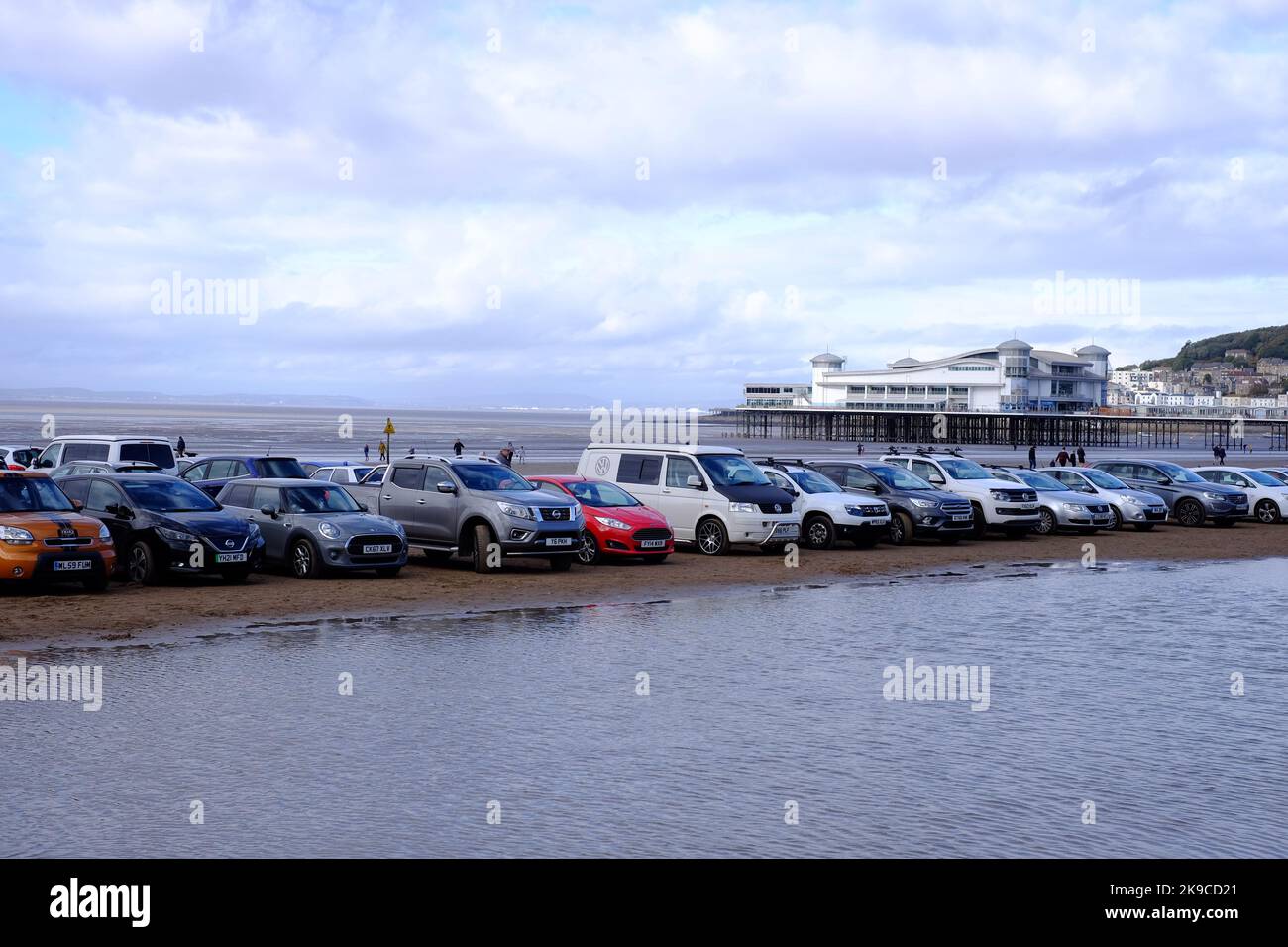 Car parking on the beach at Weston Super Mare, Somerset, UK Stock Photo ...