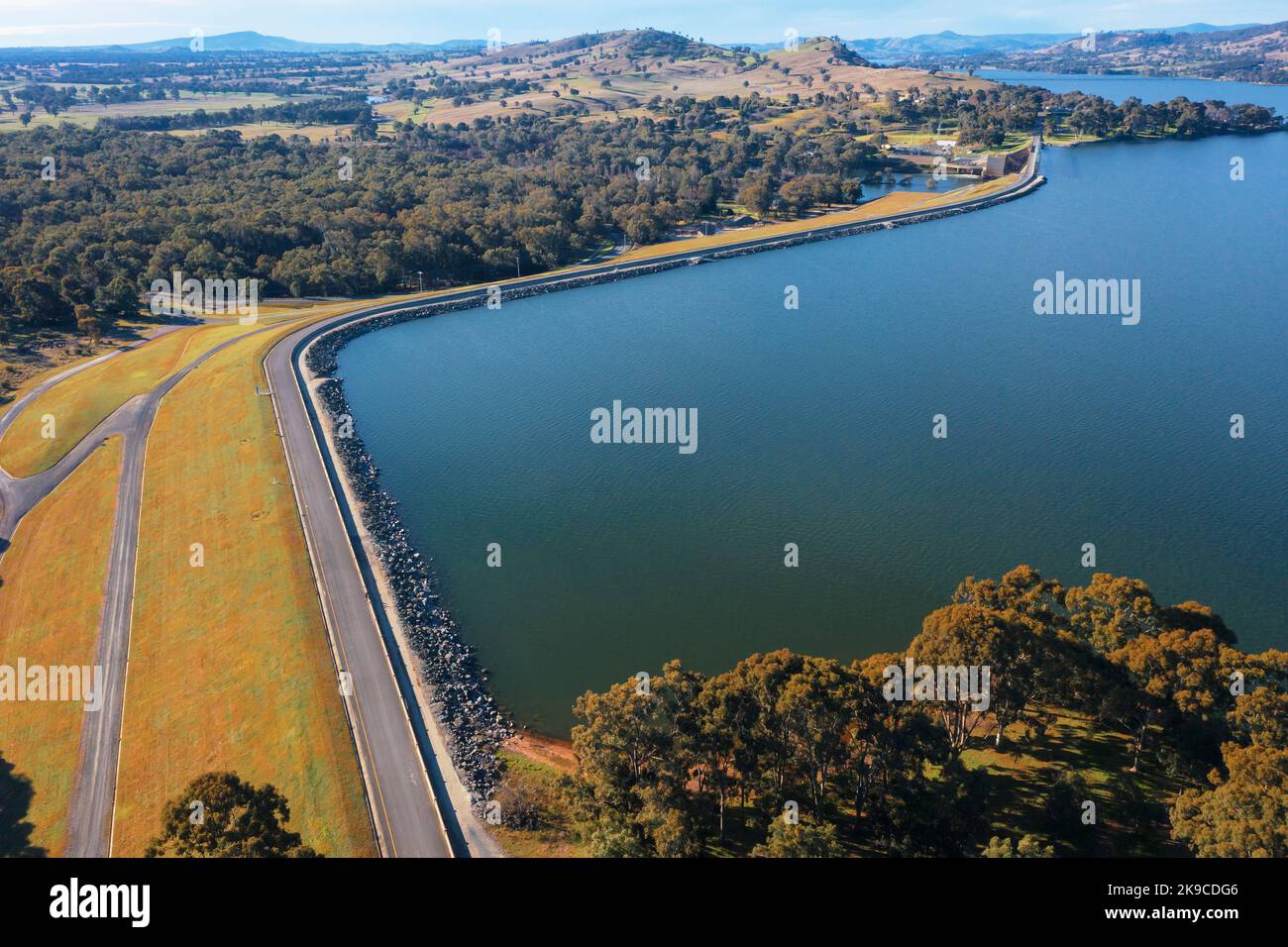Drone aerial photograph of Lake Hume near Albury in regional Victoria ...