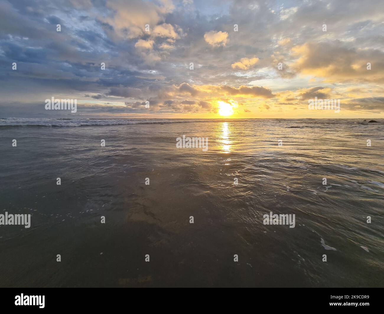 Tropical sunset landscape background. Bright colorful scenic cloudscape ...