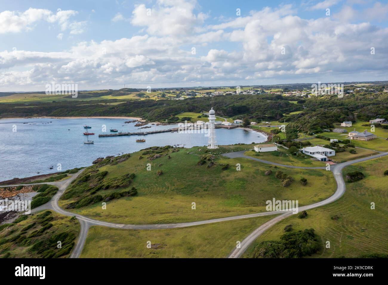 Drone aerial photograph of the Currie Harbour Lighthouse in Currie on ...