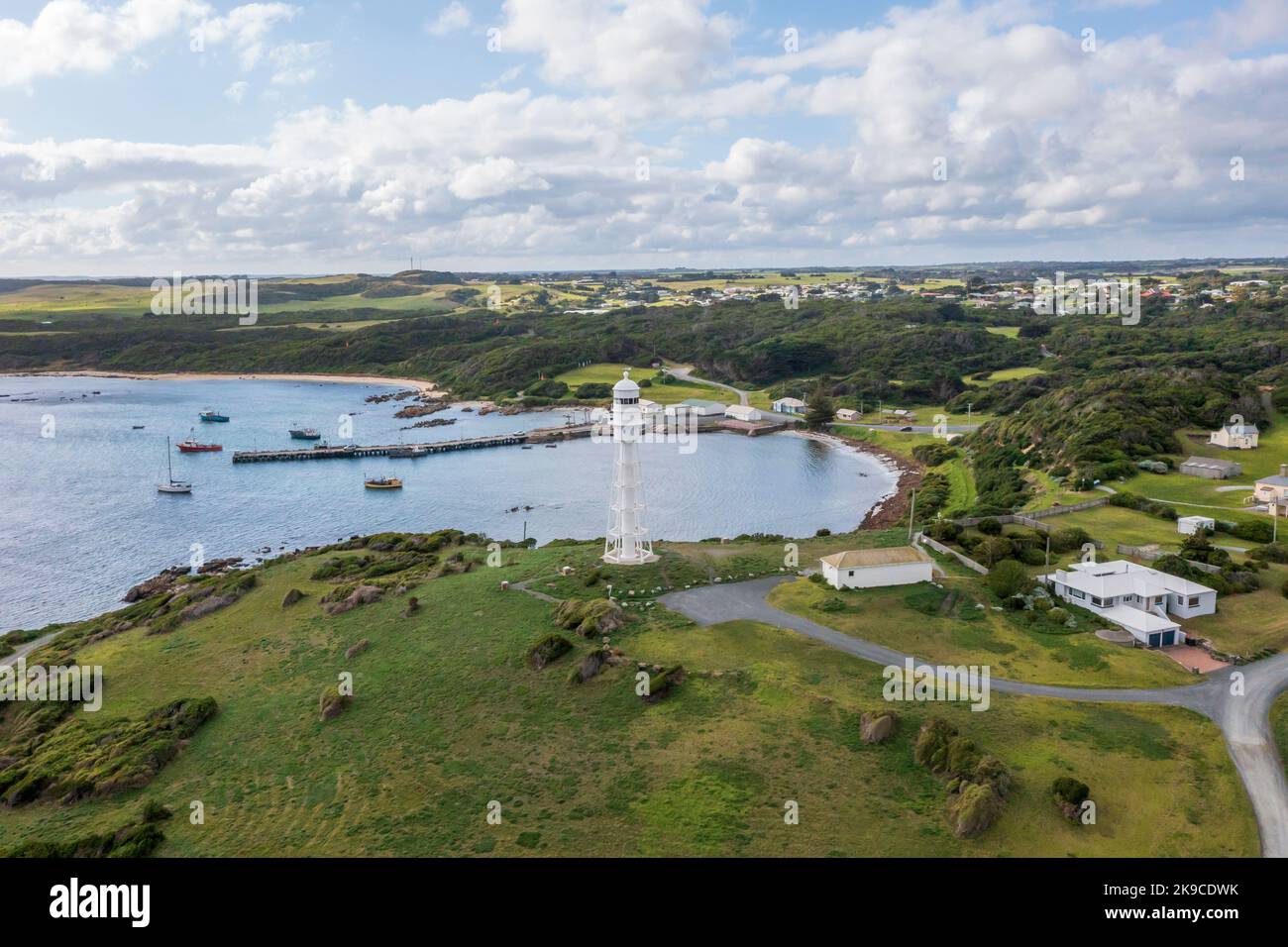 Drone aerial photograph of the Currie Harbour Lighthouse in Currie on ...