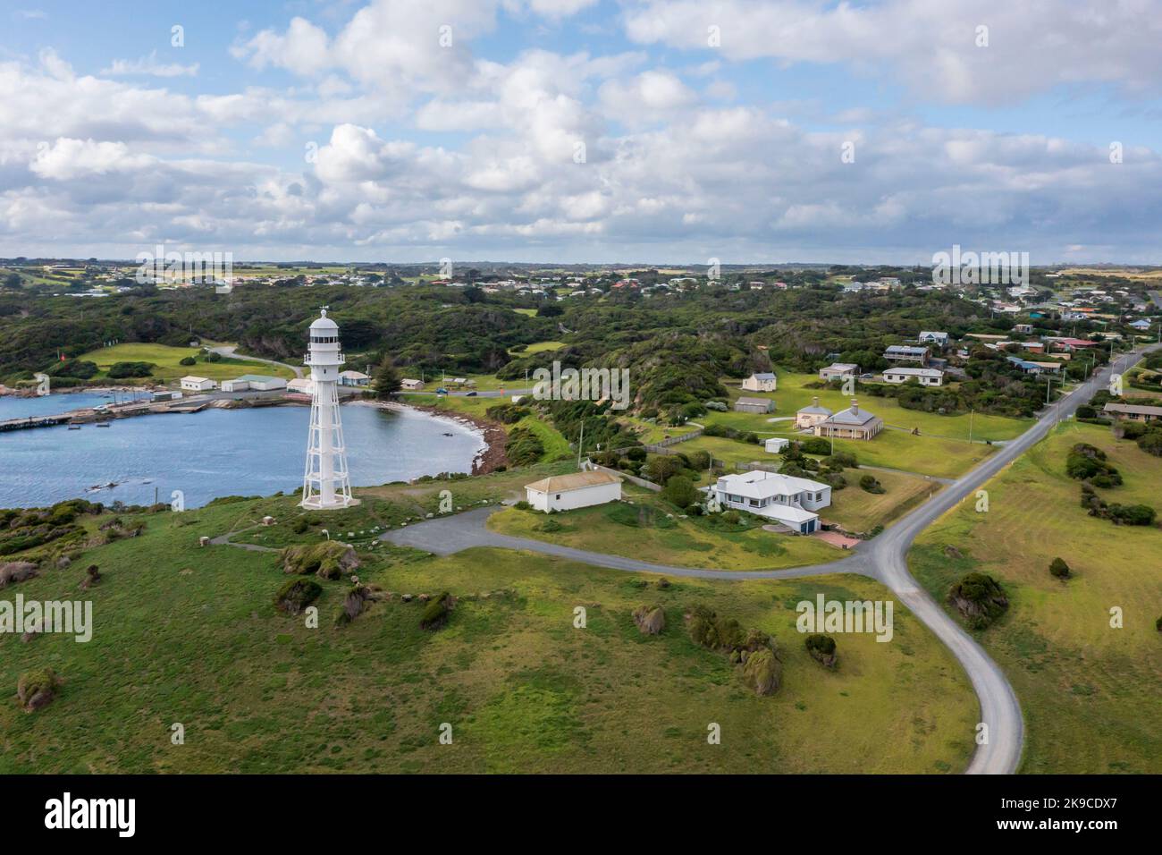 Drone aerial photograph of the Currie Harbour Lighthouse in Currie on ...
