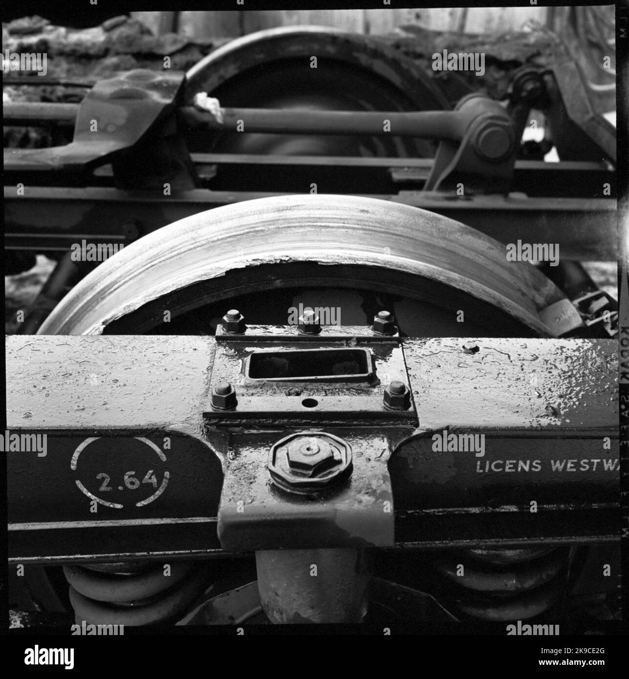 Deformed wheels carriage bogie detail Stock Photo - Alamy