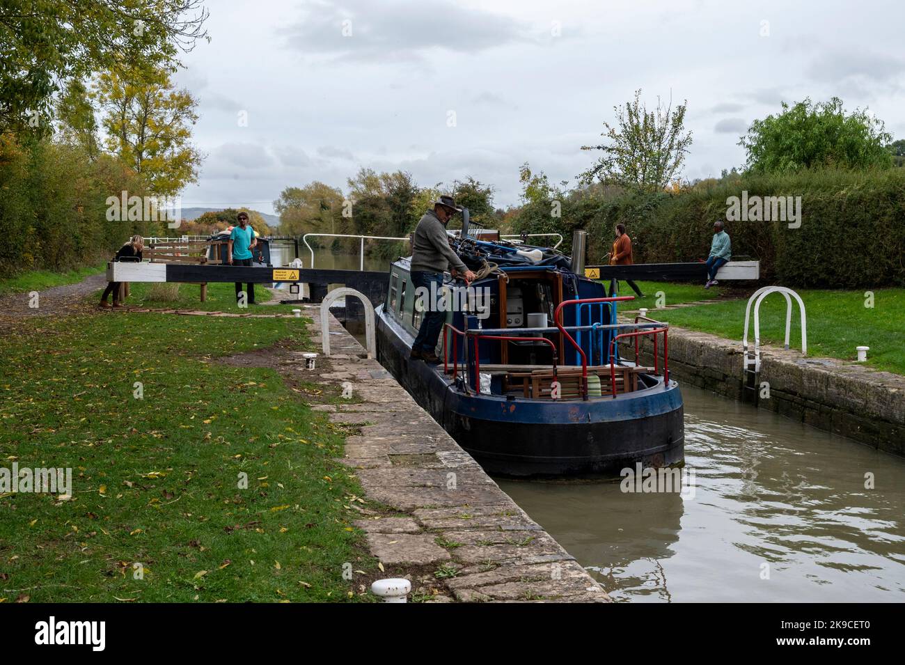 A traditional barge at Seend Top Lock, Kennet and Avon Canal, Wiltshire ...
