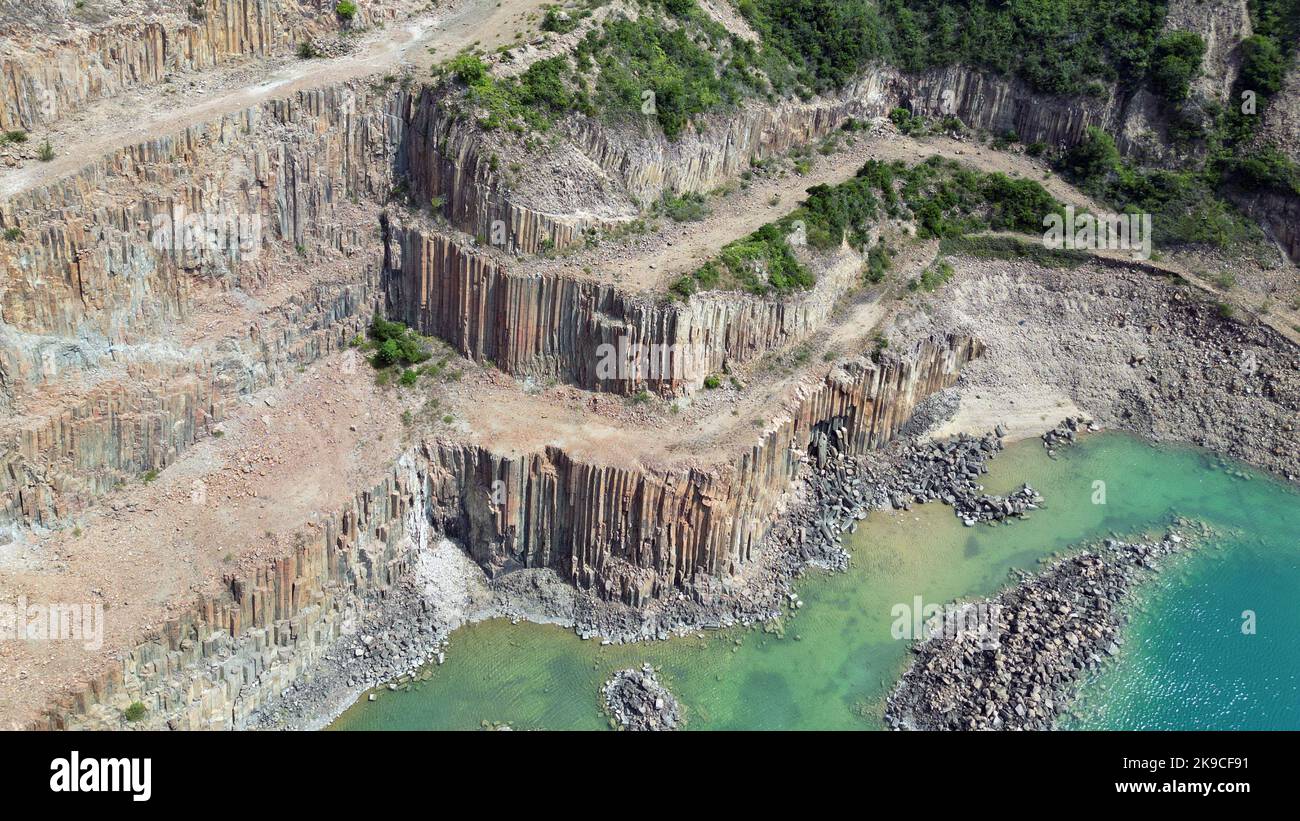 Early cretaceous rhyolitic columnar rock formation hi-res stock ...