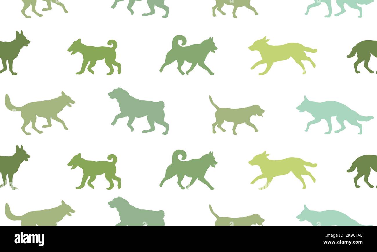 Seamless pattern. Dogs different breeds isolated on a white background ...