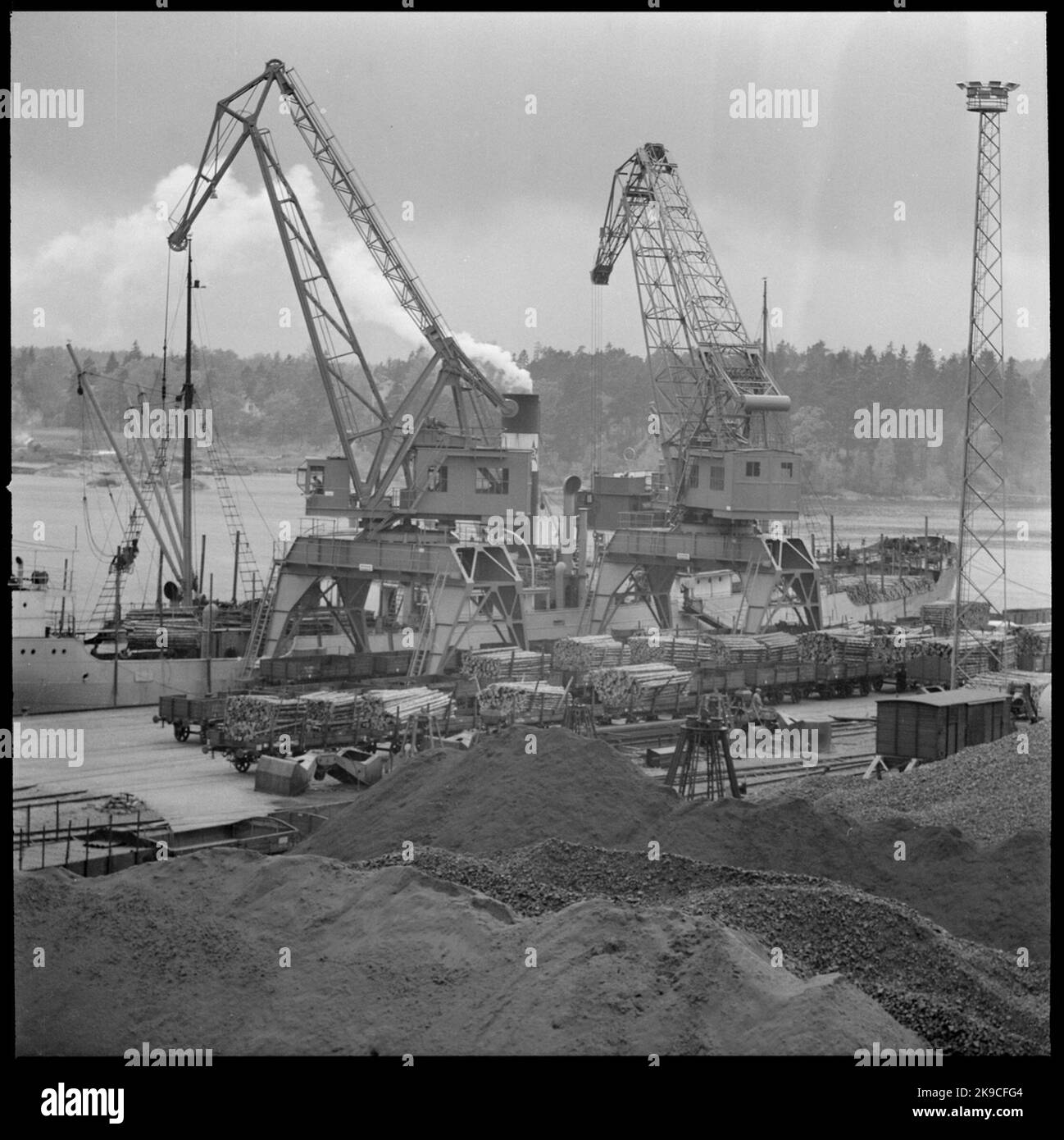 Loading of timber Stock Photo - Alamy
