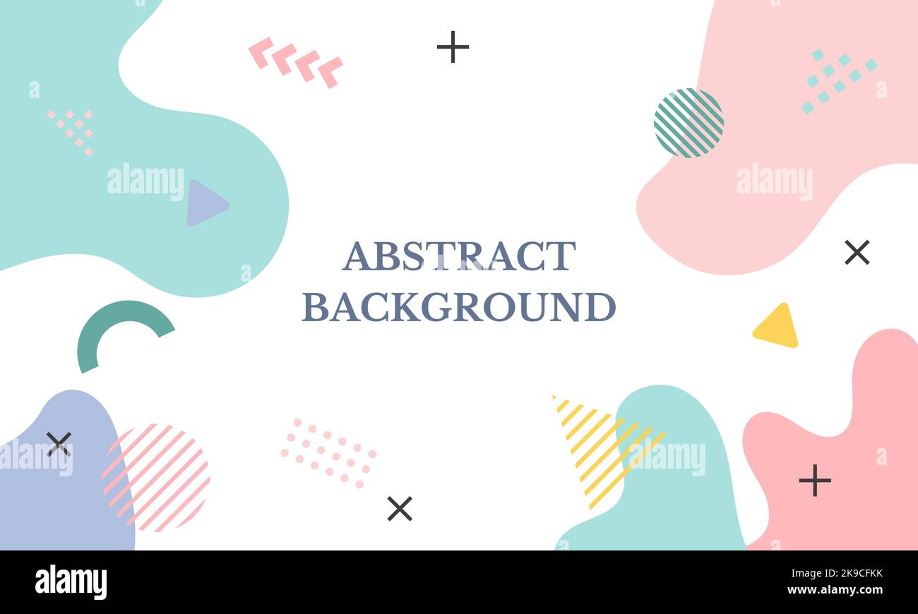 Abstract memphis background. Fluid shapes and different figures on a ...