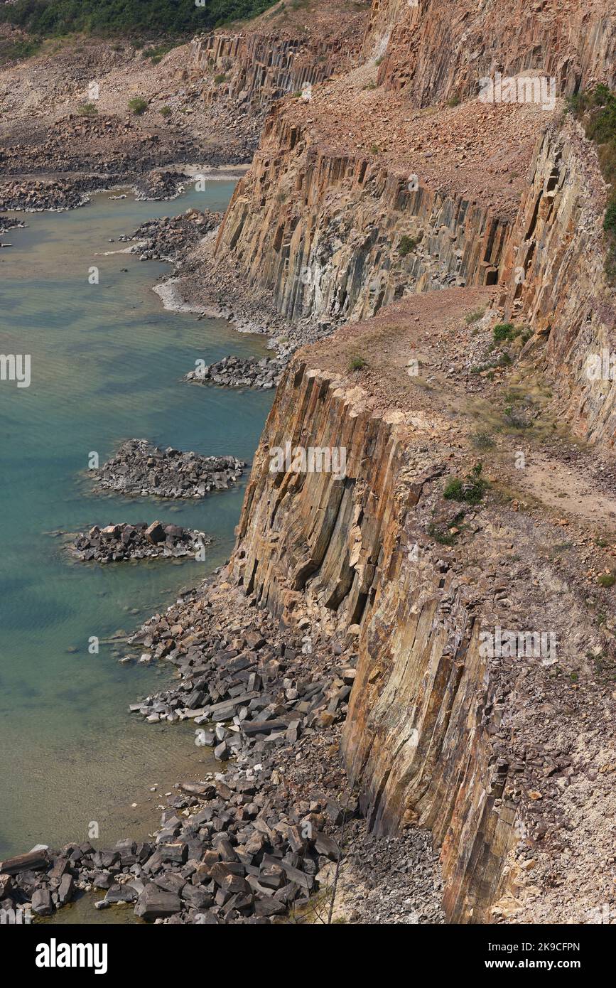 Early cretaceous rhyolitic columnar rock formation hi-res stock ...