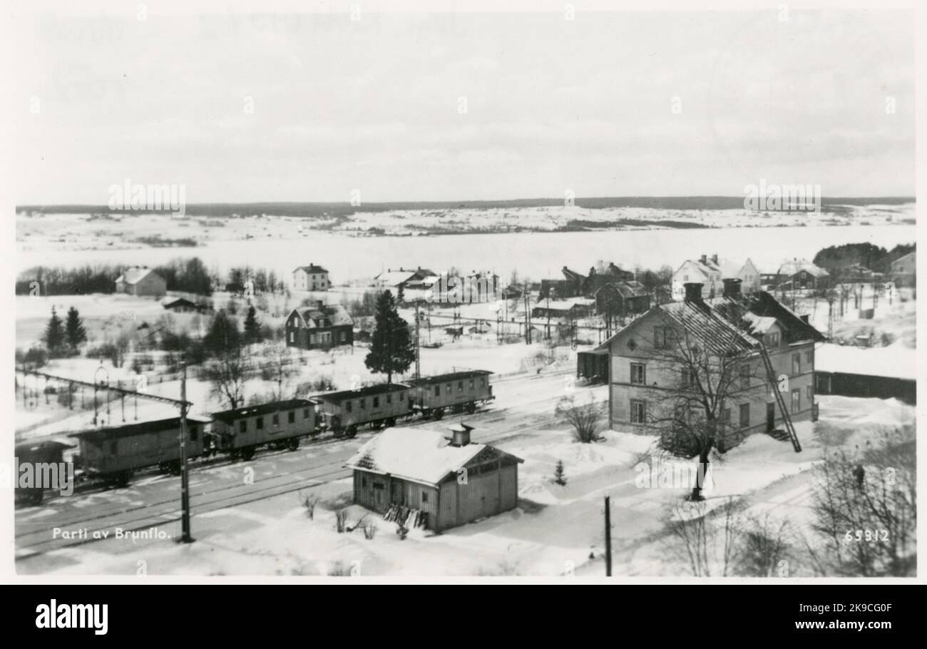 Party of Brunflo with the old station house around 1950 Stock Photo - Alamy