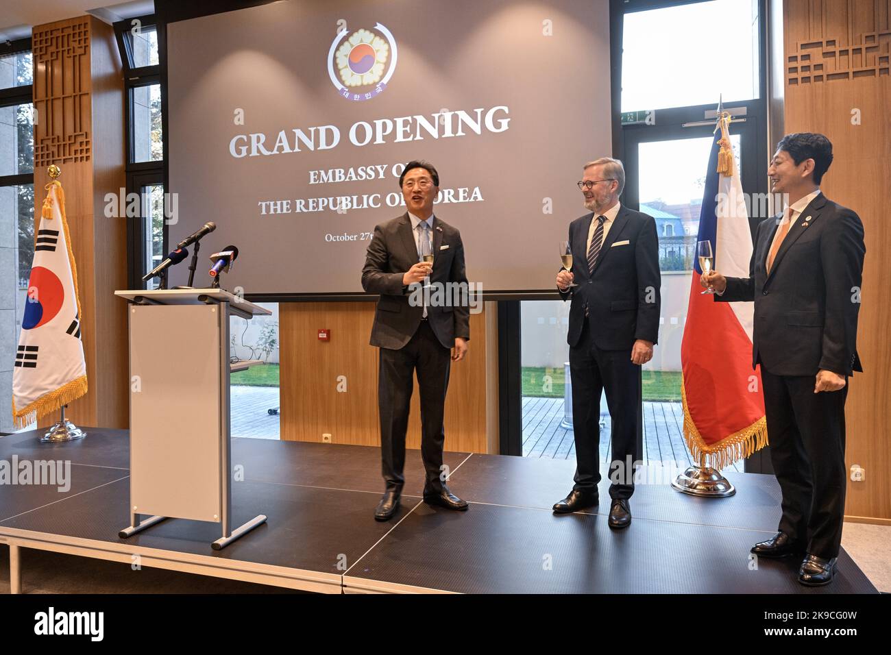 Prague, Czech Republic. 27th Oct, 2022. (L-R) Ambassador of Republic of ...
