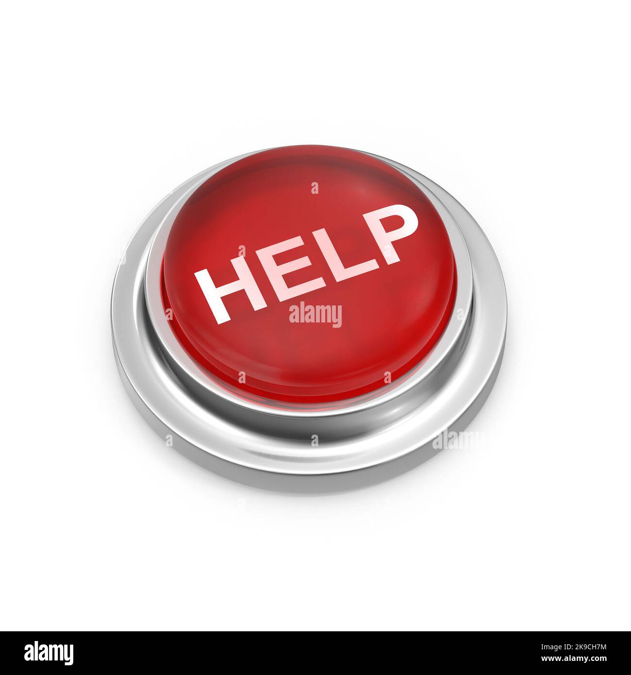 Red Help Button , This is a 3d rendered computer generated image ...