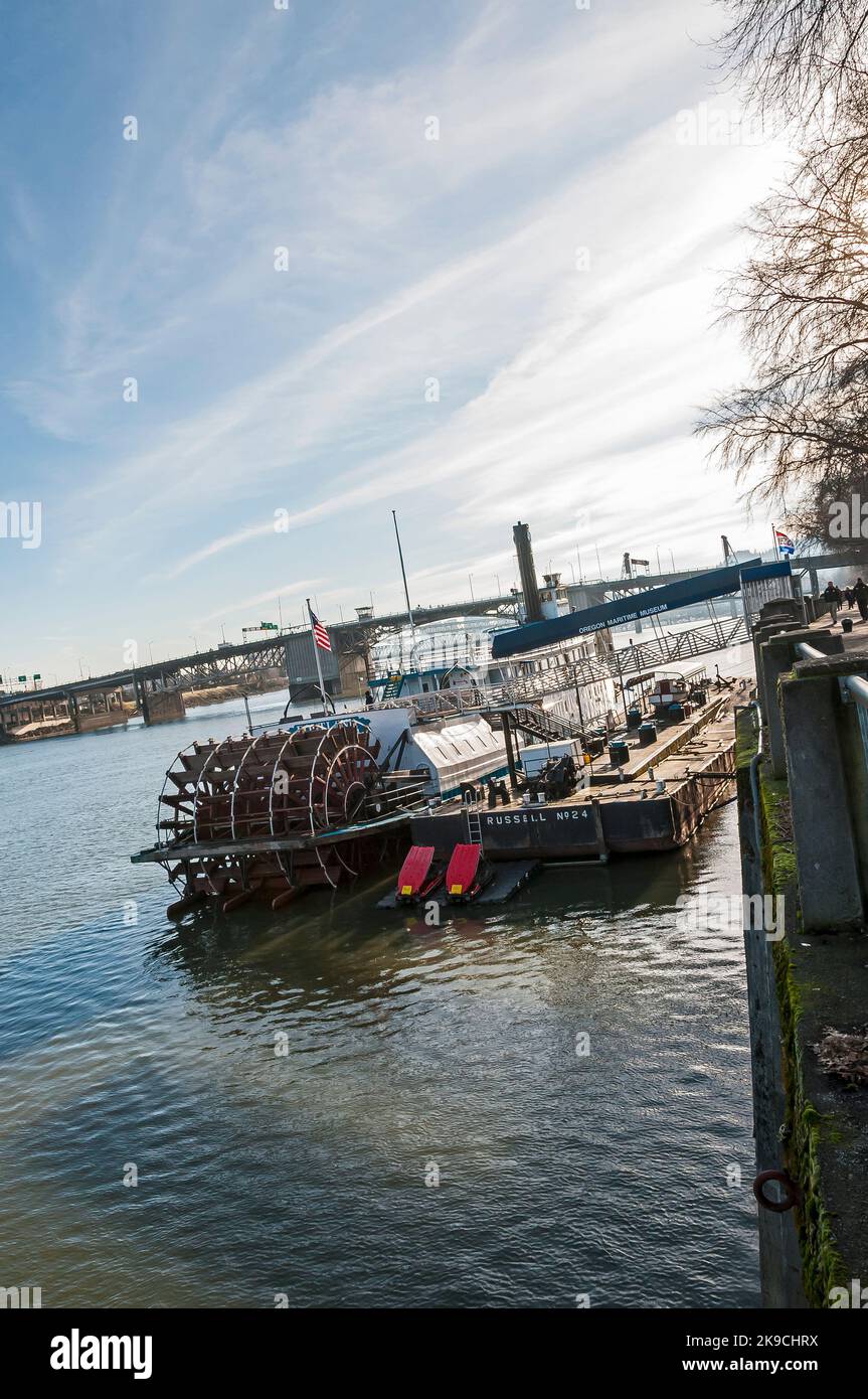 Oregon Maritime Museum aboard sternwheeler Portland on Willamette River ...