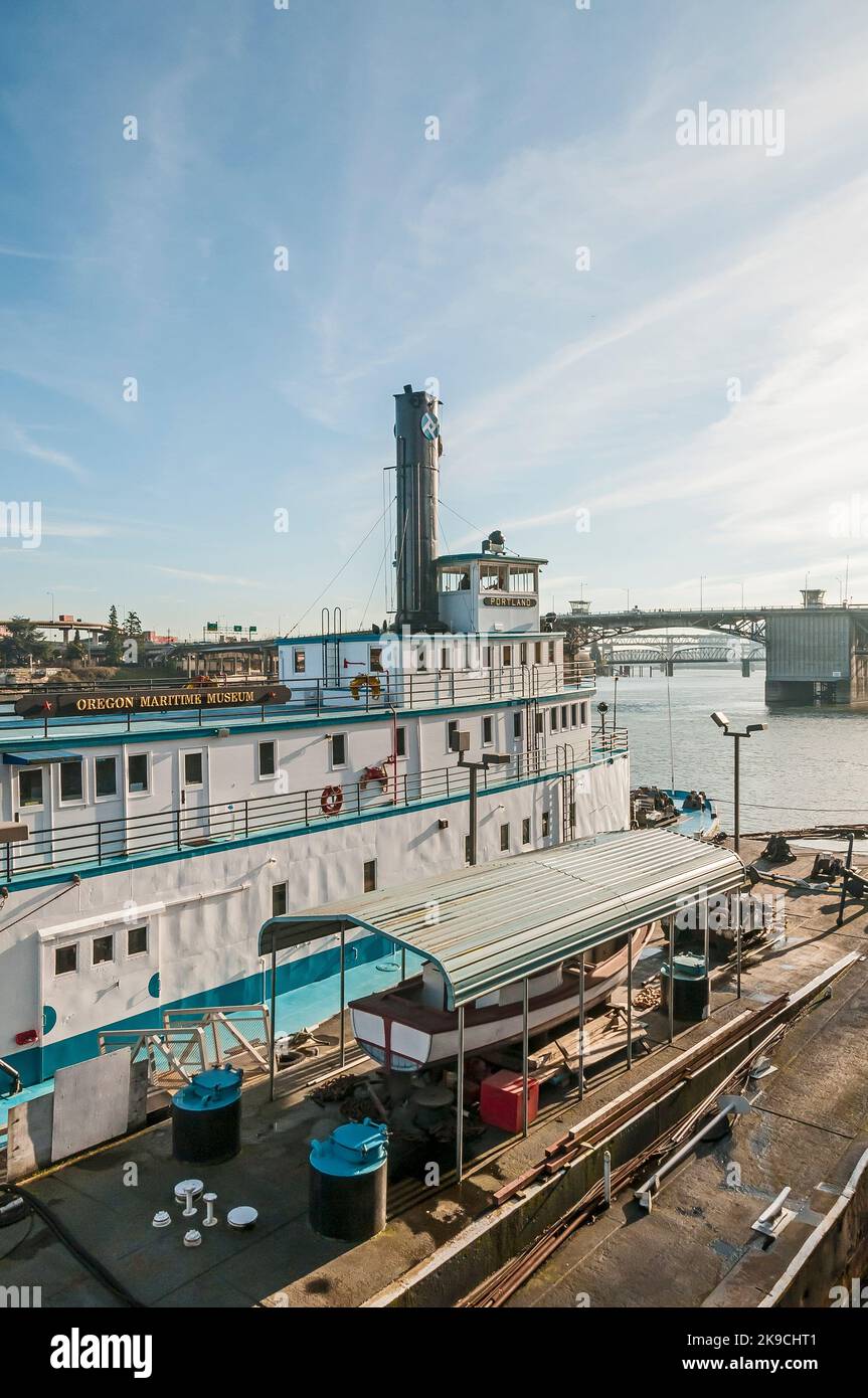 Oregon Maritime Museum aboard sternwheeler Portland on Willamette River ...