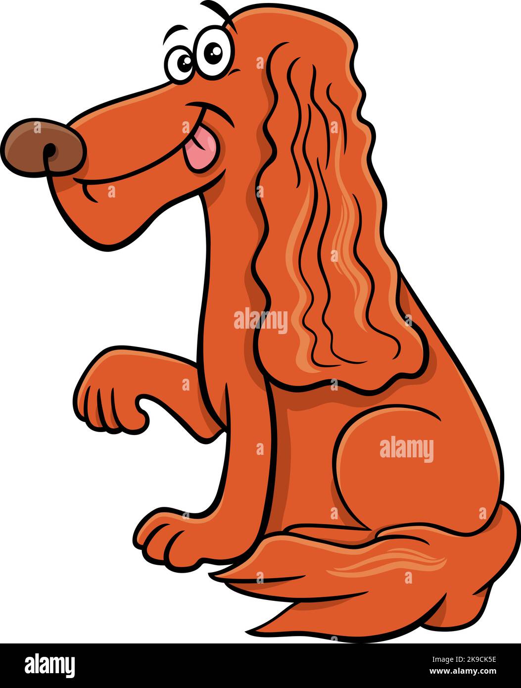 Cartoon illustration of funny cocker spaniel dog comic animal character ...