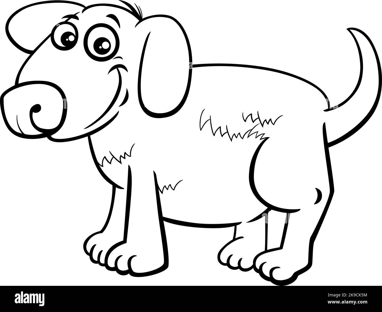 Black and white cartoon illustration of funny puppy comic animal ...