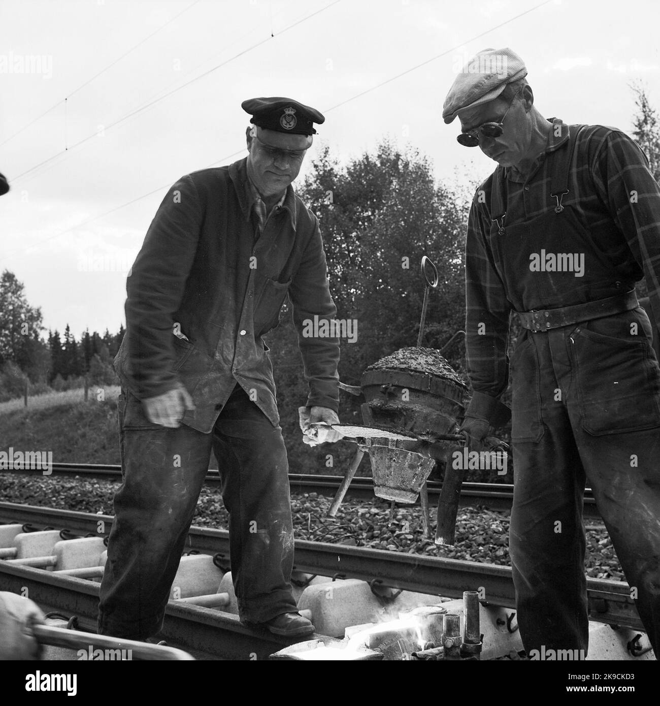 Track work, Flisby-Solberga. Welds joints Stock Photo - Alamy