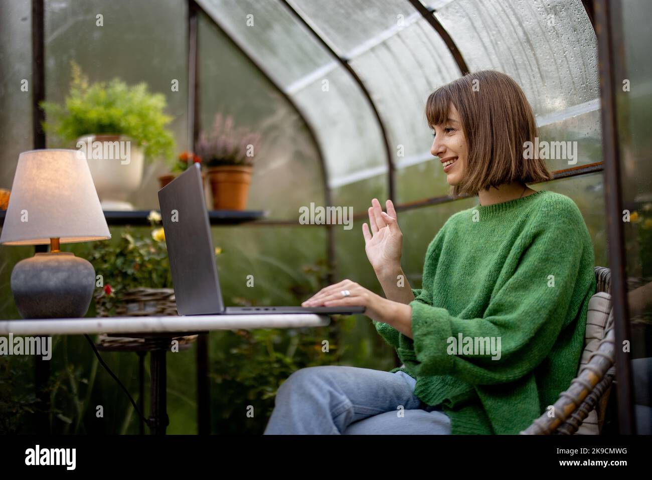Beautiful businesswoman working remotely on hi-res stock photography ...