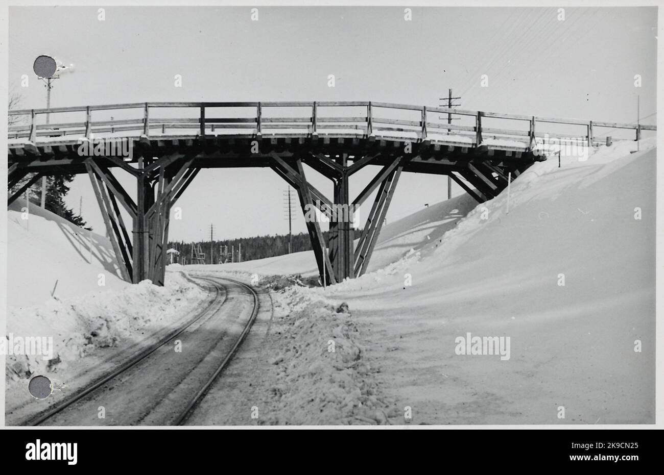 Road bridge over railway tracks on the Mellansel line - Vännäs Stock ...