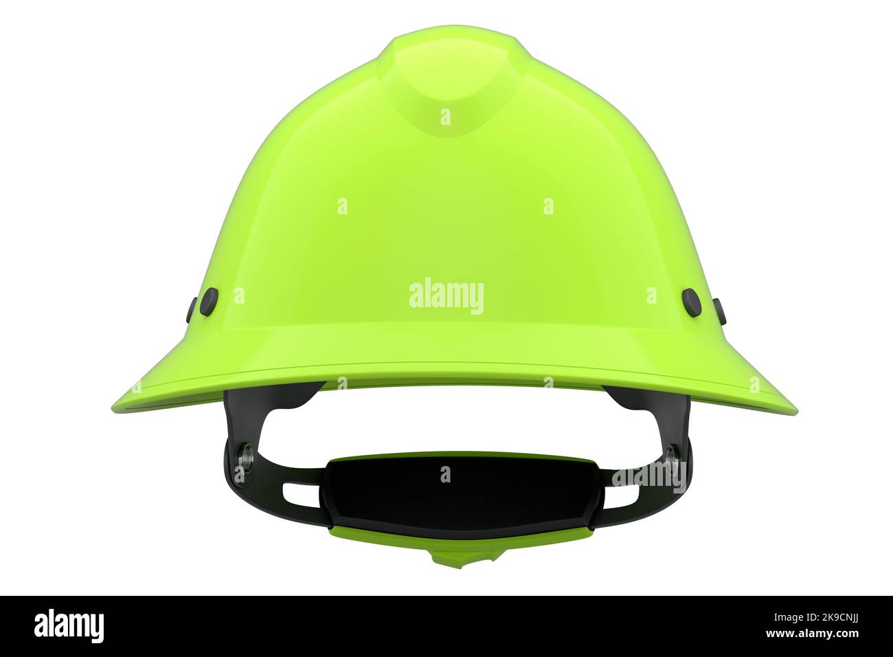 Green safety helmet or hard cap isolated on white background. 3d render ...
