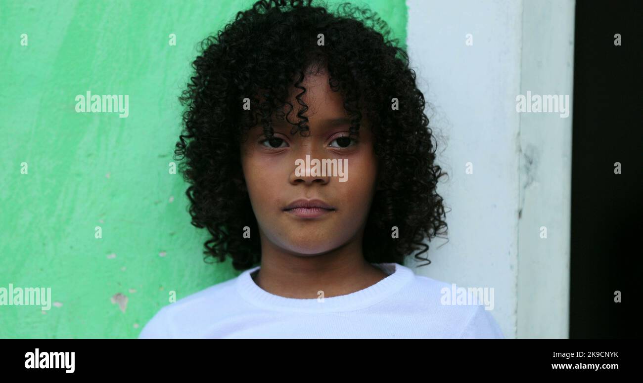 Brazilian child portrait face close-up. Hispanic south american kid ...