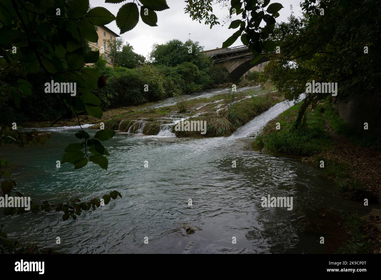 Elsa River, in the stretch near Colle Val D'Elsa, bordered by a ...