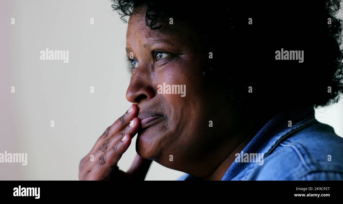 African woman feeling emotional pain. Suffering person in difficulty ...