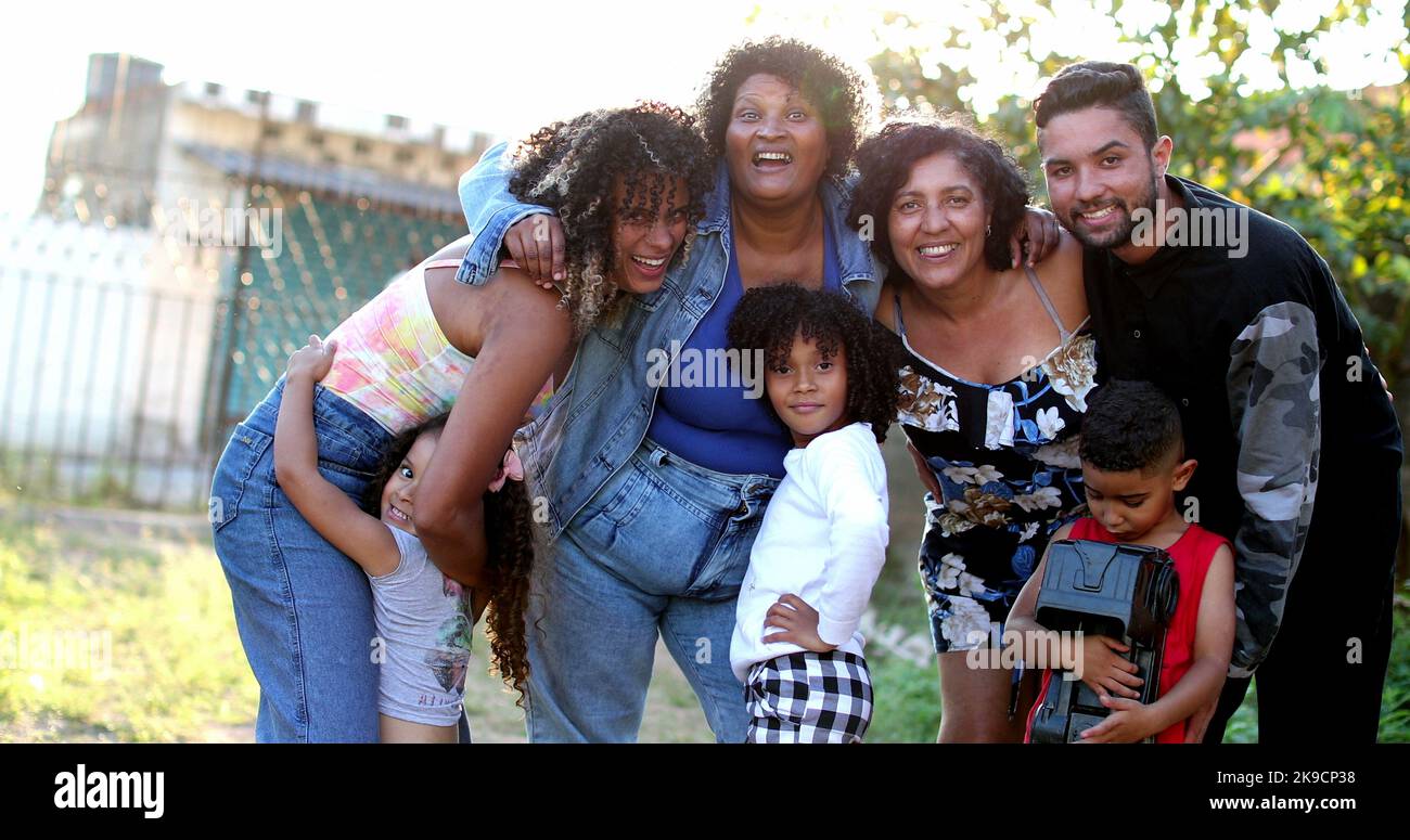 Brazilian family posing outside, hispanic family photo together Stock ...