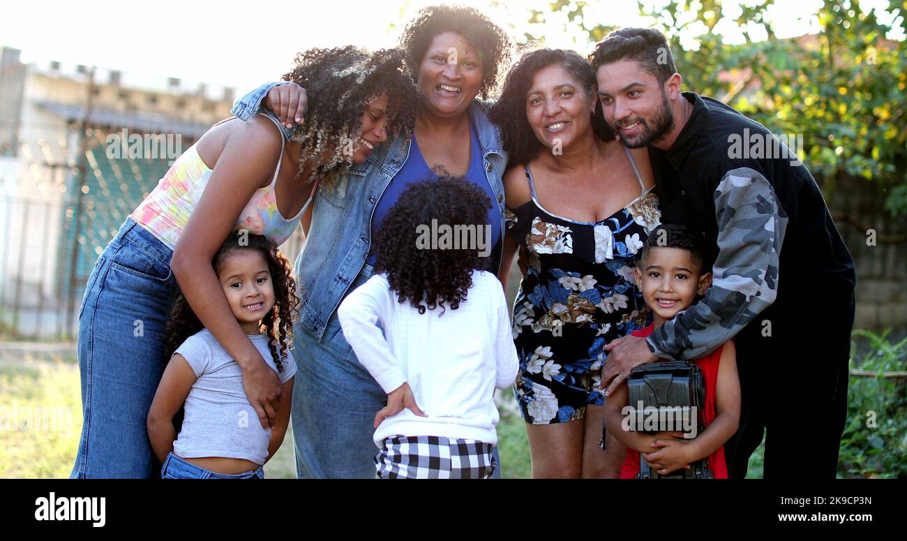 Brazilian family posing outside, hispanic family photo together Stock ...