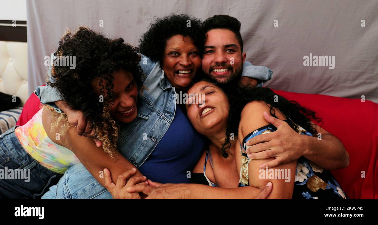 Brazilian family love and affection. Latin hispanic people hugging and ...