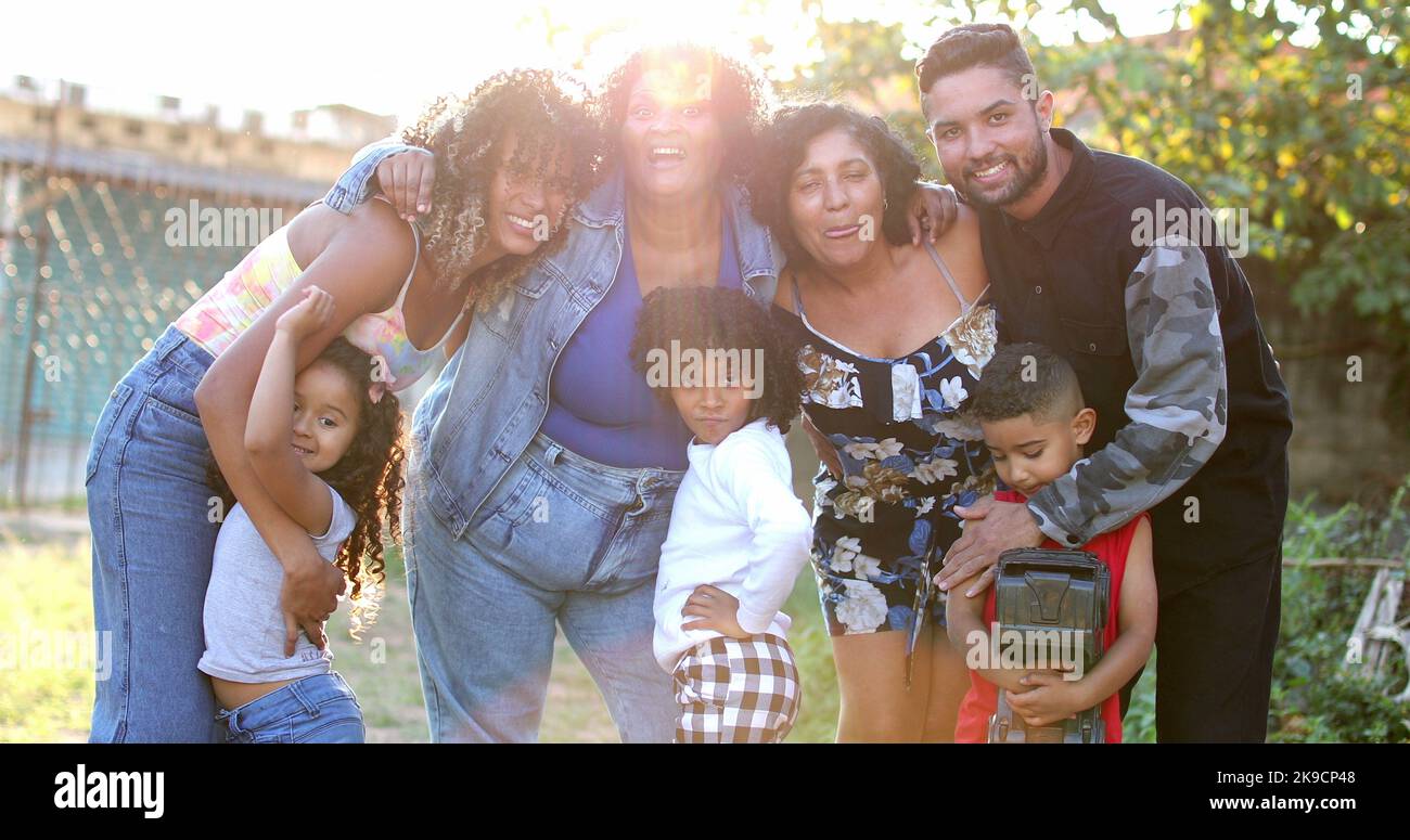 Brazilian family posing outside, hispanic family photo together Stock ...