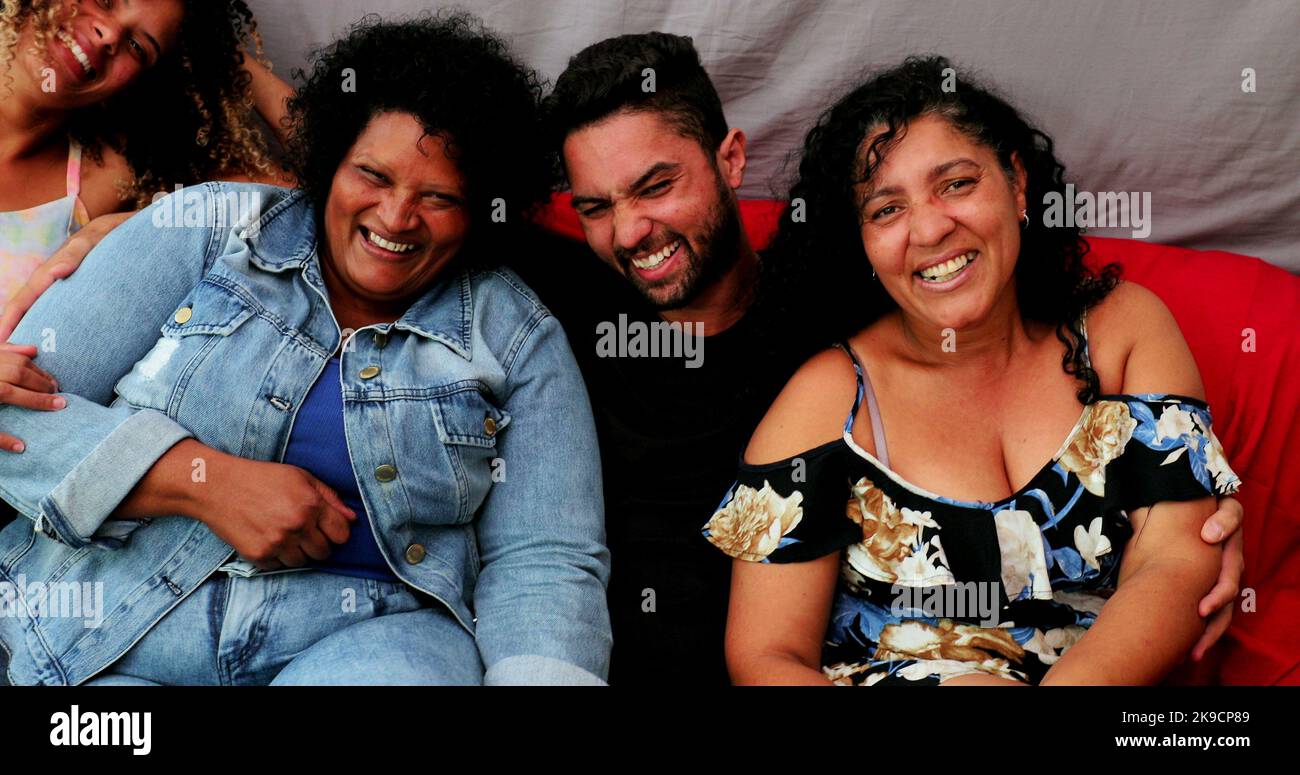 Brazilian family together in sofa smiling and feeling happy Stock Photo ...