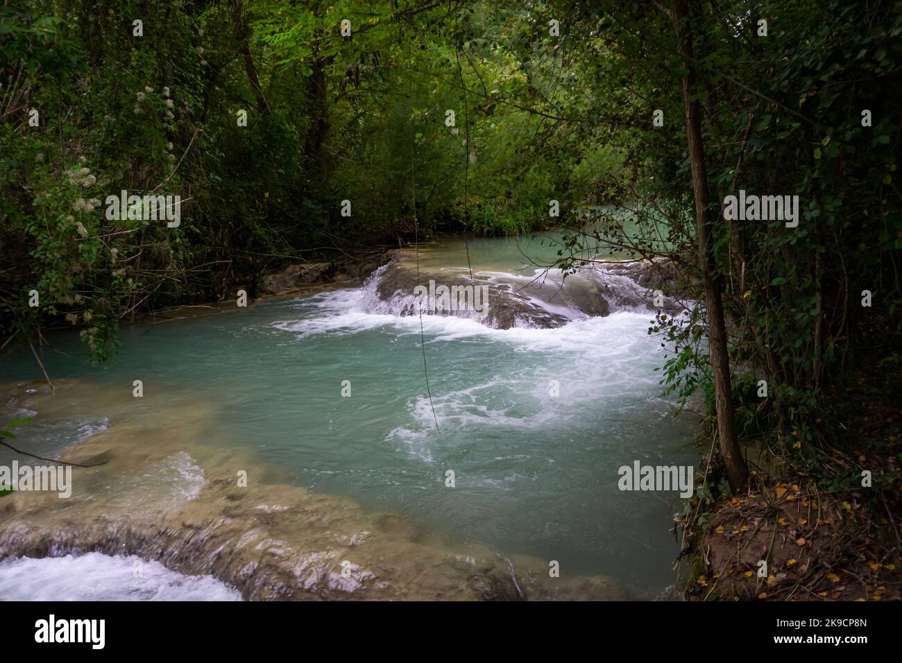 Elsa River, in the stretch near Colle Val D'Elsa, bordered by a ...