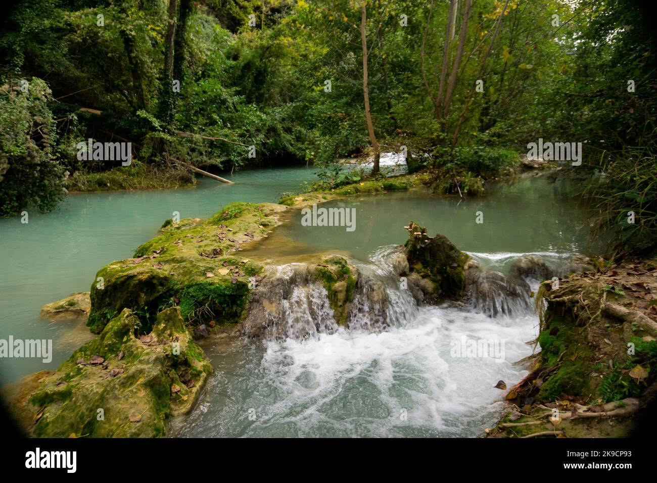Elsa River, in the stretch near Colle Val D'Elsa, bordered by a ...
