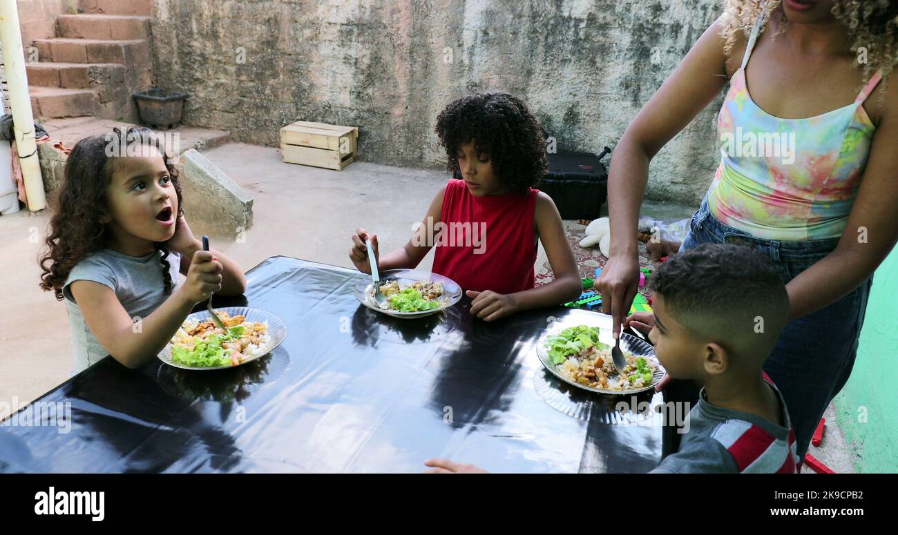Brazilian kids eating lunch. Hispanic children lunch time2 Stock Photo ...