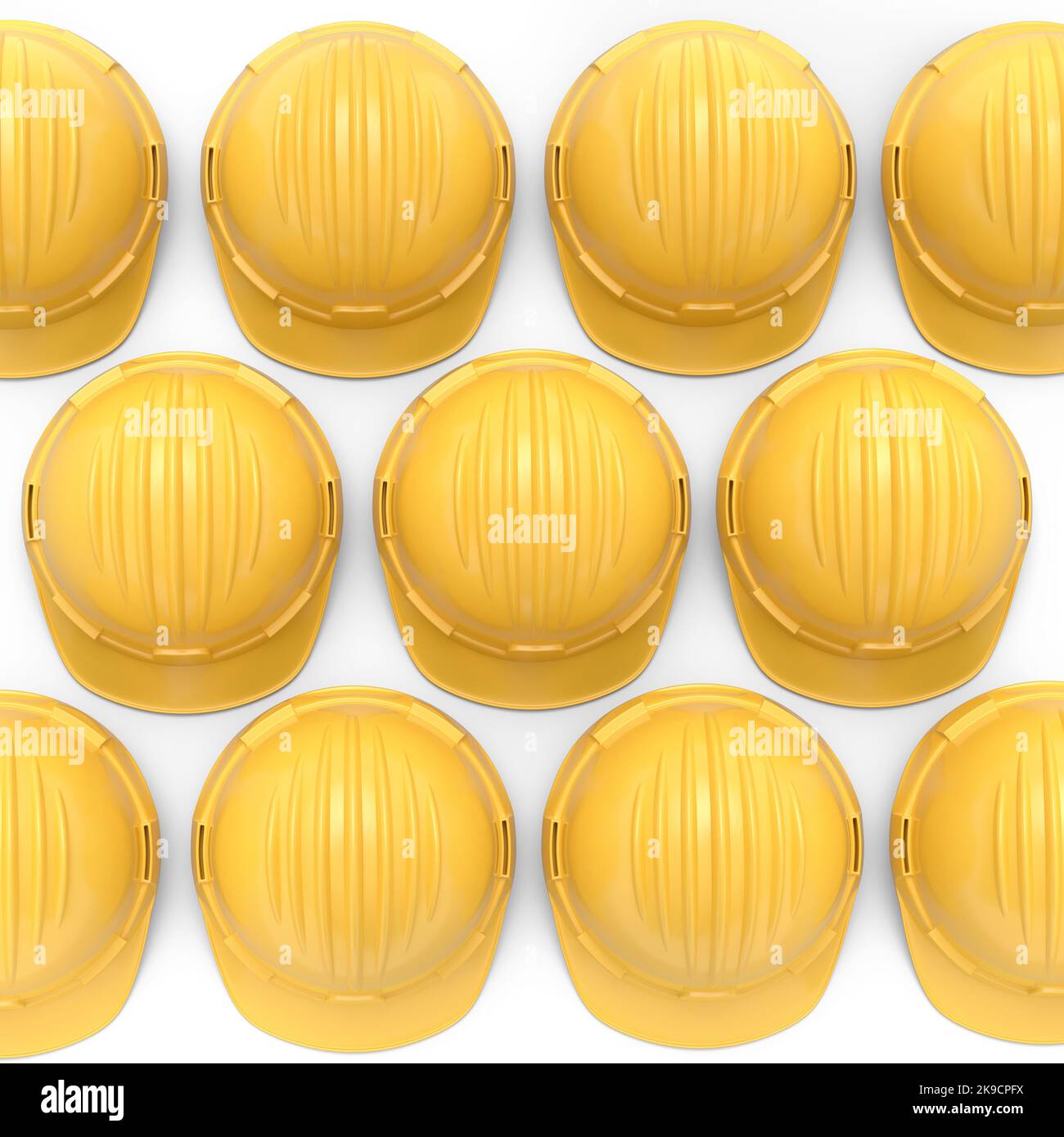 Set of safety helmets or hard caps on white background. 3d render and ...