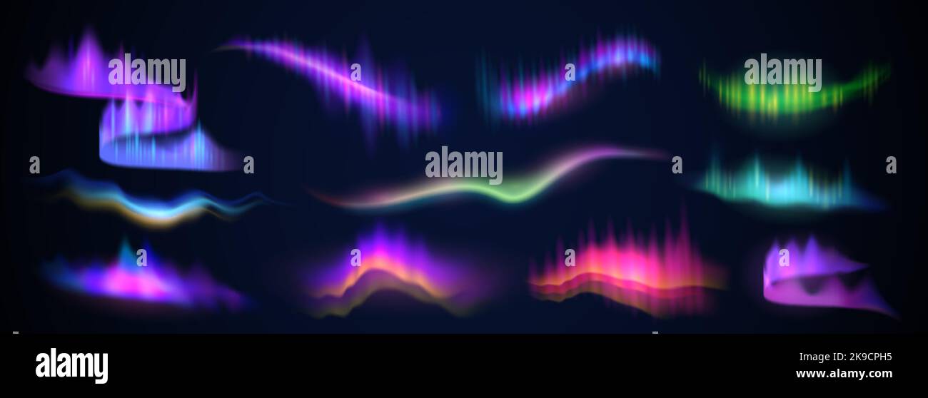 Colorful aurora borealis. Arctic sky polar lights, merry dancers and ...