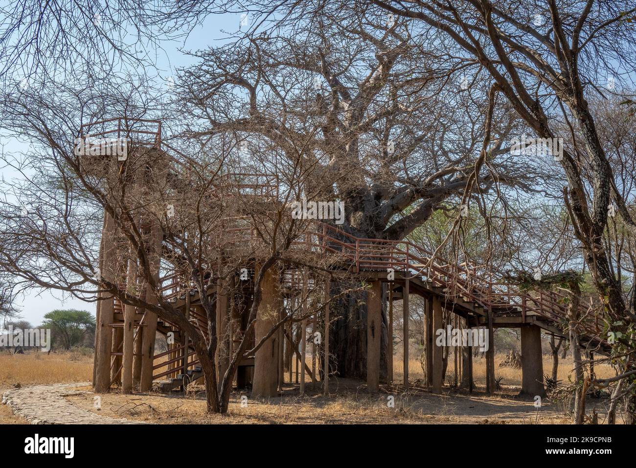 Tarangire, Tanzania - October 12th, 2022: A wooden observation post ...