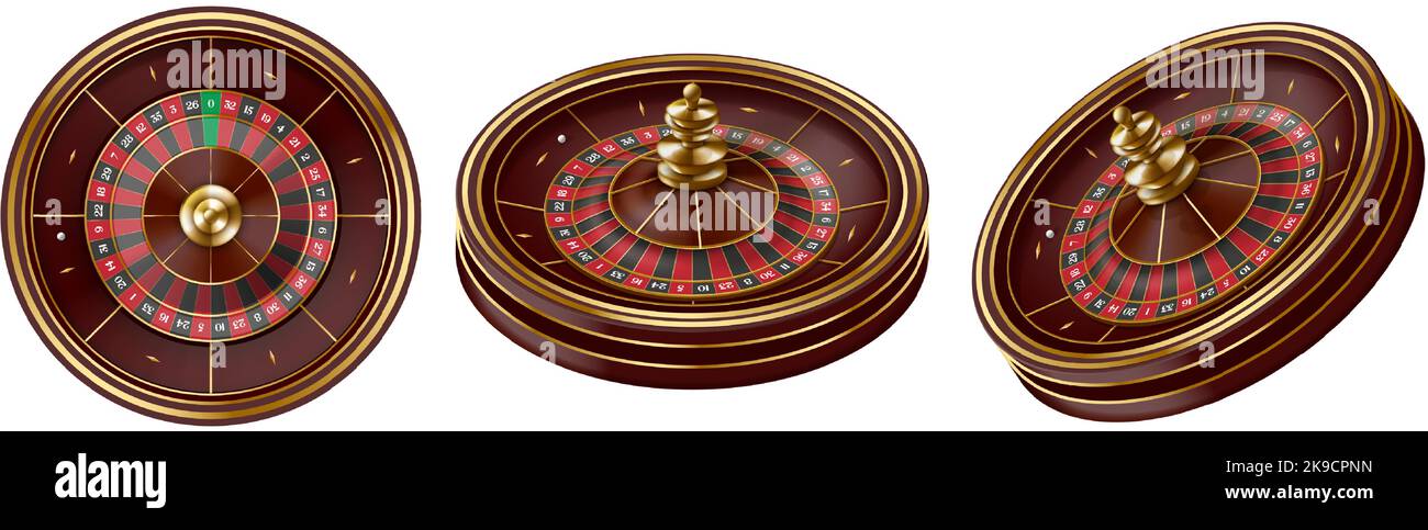 Roulette wheels. Casino entertainment 3d spin wheel, gambling equipment ...
