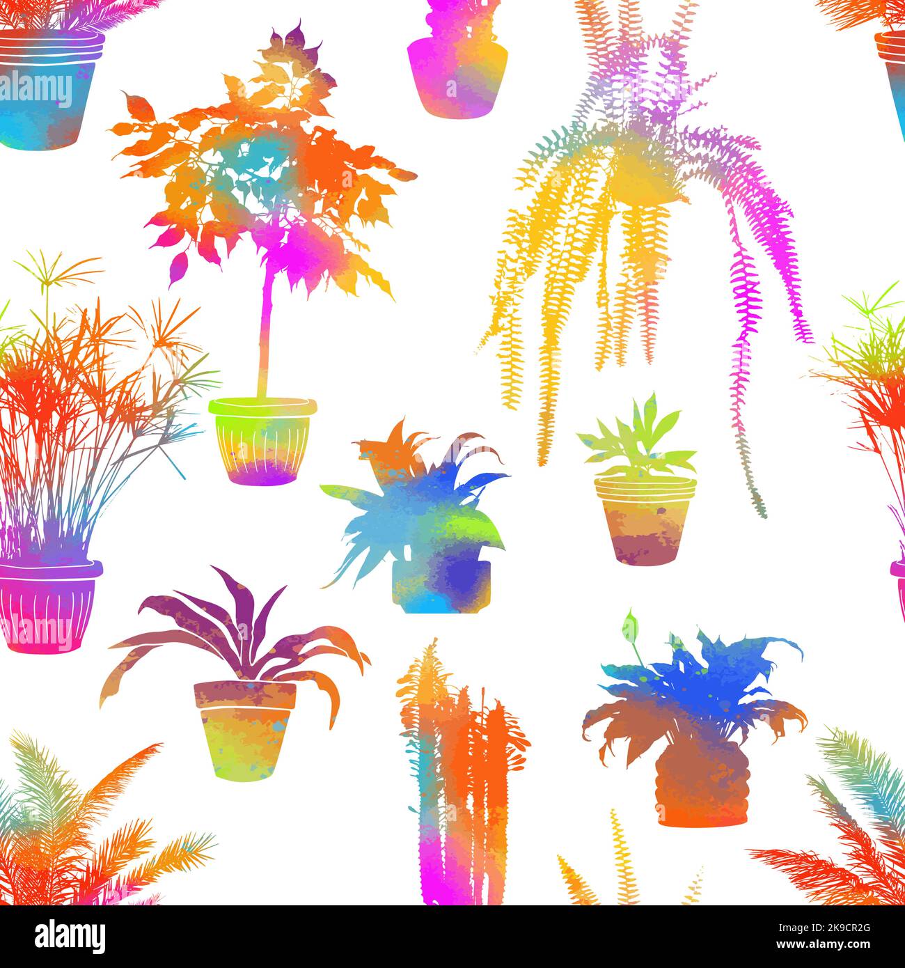 Houseplants colorful seamless pattern. Vector illustration Stock Vector ...
