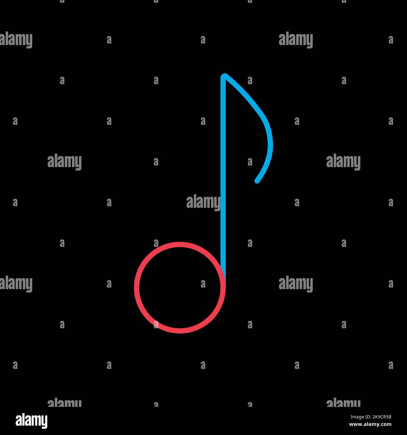 Music note flat vector on black background icon. Graph symbol for music ...