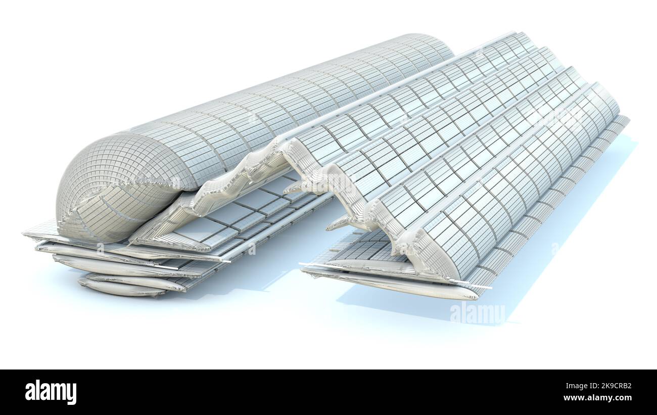 3D Illustration of an architectural structure based on the contours of ...